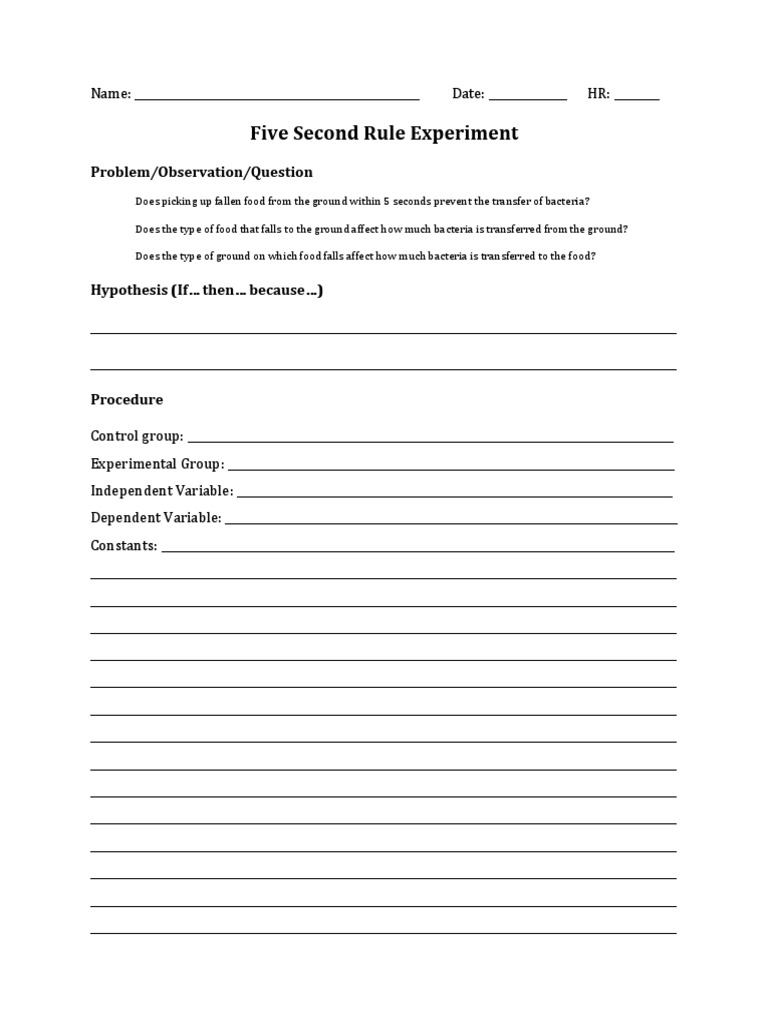 5 Second Rule Lab Write Up | PDF | Experiment | Scientific Method