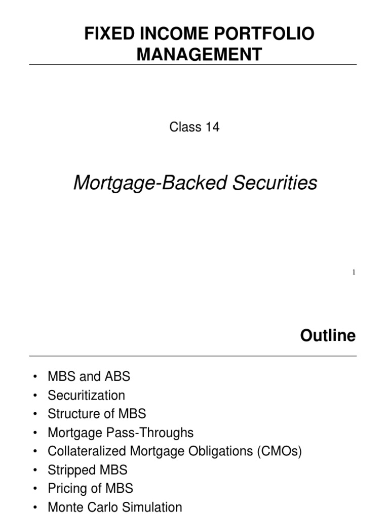 Lecture 14 | PDF | Mortgage Backed Security | Securitization