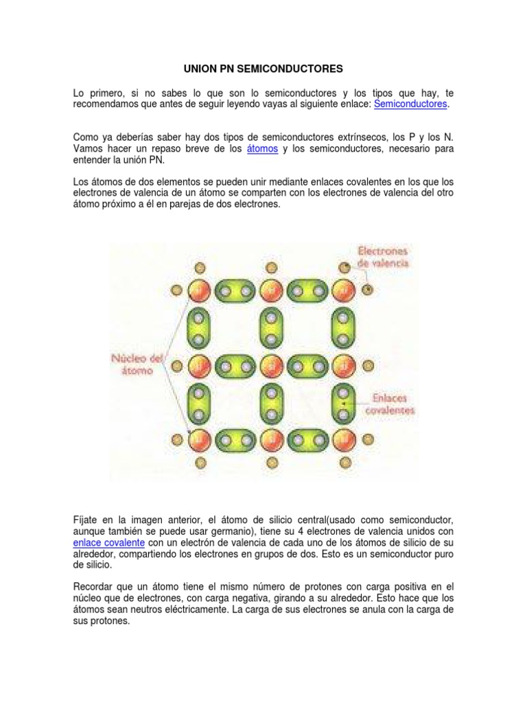 Union PN Semiconductores | PDF | Semiconductores | Unión PN