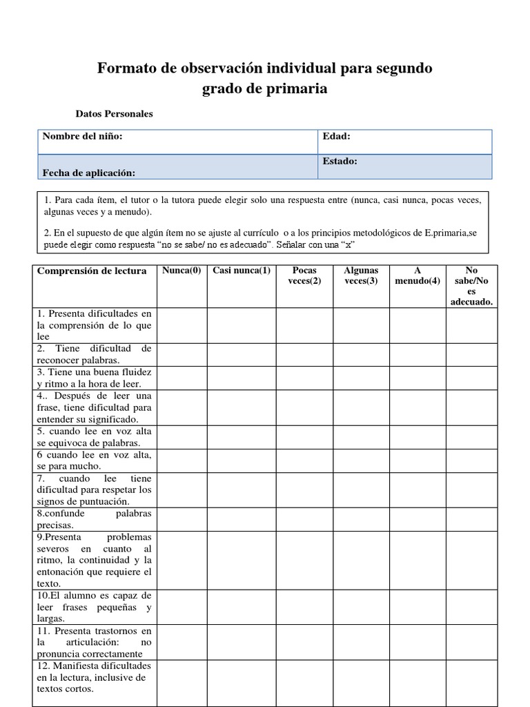 Formato de observación individual word.docx | Lectura (proceso ...