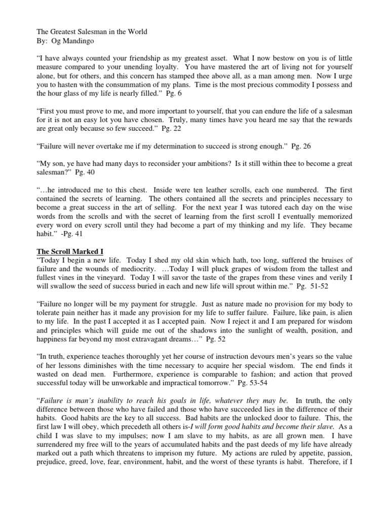 The Greatest Salesman: Scroll 3 Insights | PDF | Self-Improvement