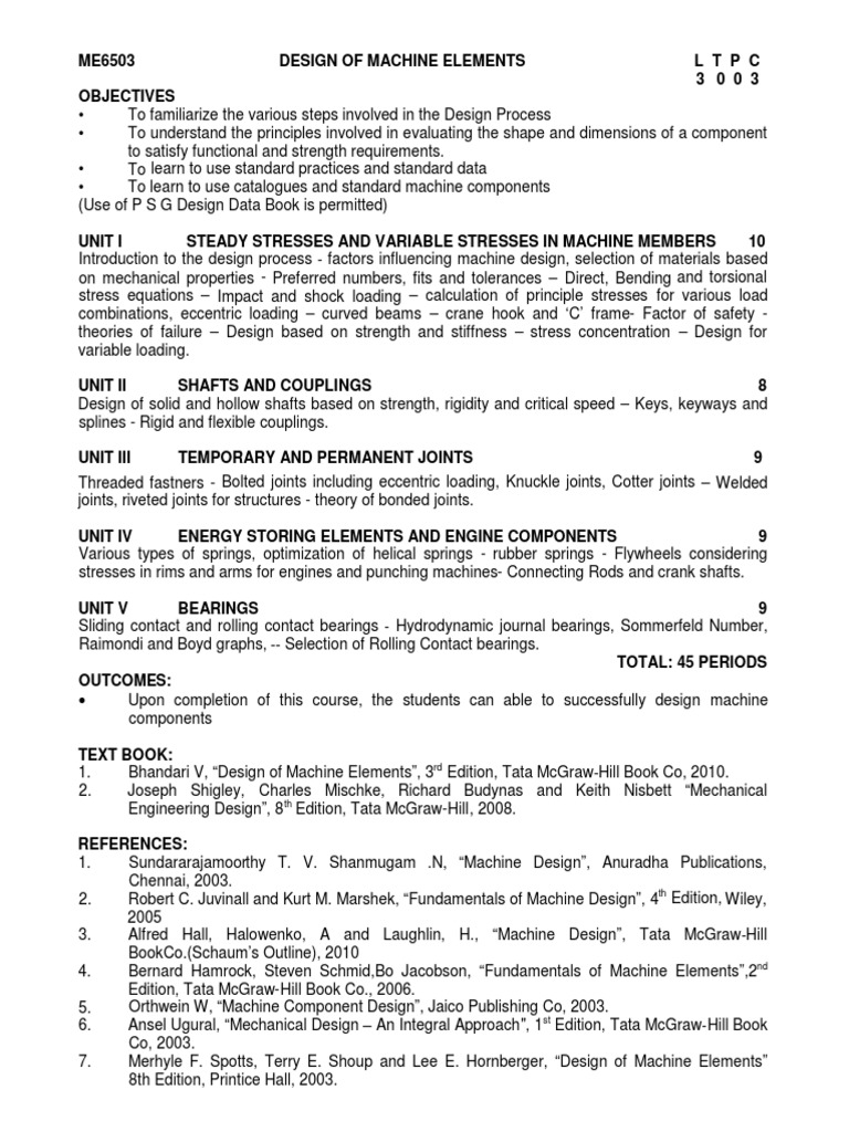 Design Syllabus | PDF | Strength Of Materials | Stress (Mechanics)