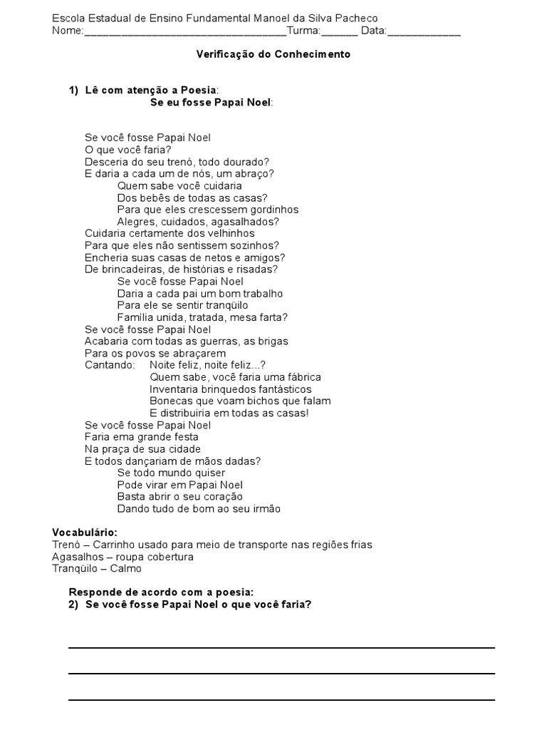 TEXTO Se Eu Fosse Papai Noel | PDF