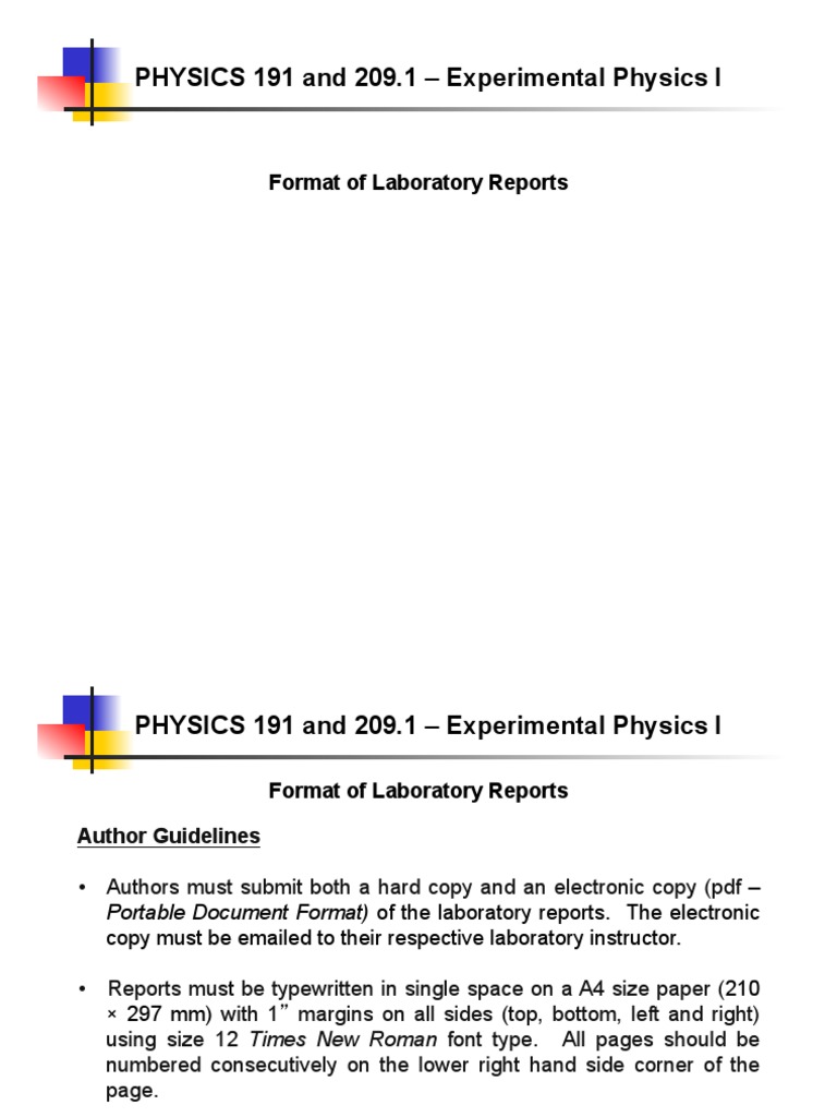 02 Format of Laboratory Technical Reports | PDF