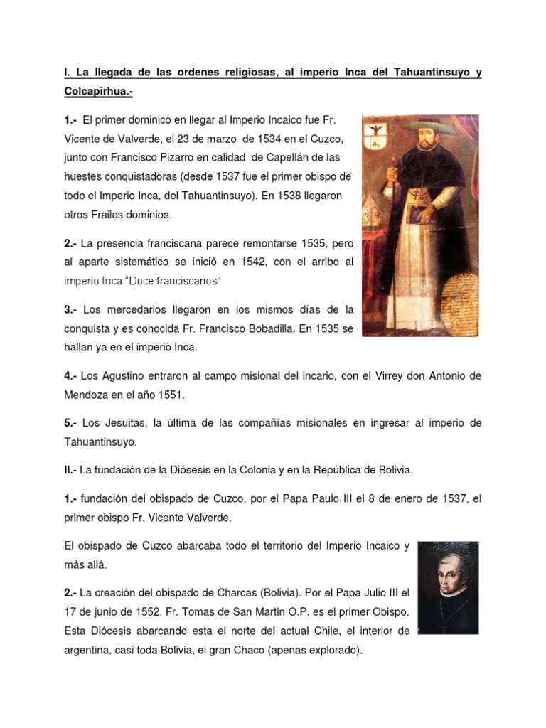 Llegada de Los Conquistadores Al Incario | PDF | Imperio Inca | obispo