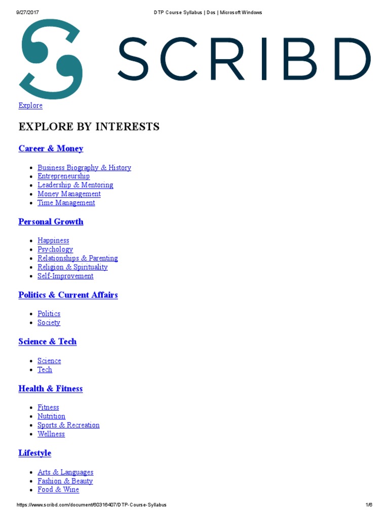 DTP Course Syllabus - Dos - Microsoft Windows | PDF | Computing | Software