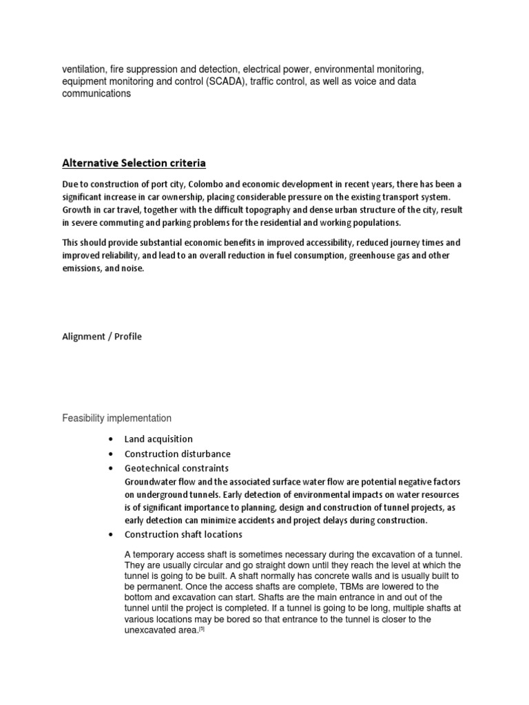 Alternative Selection | PDF | Tunnel | Natural Environment