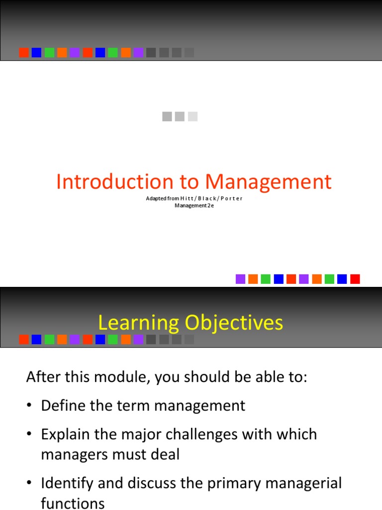 Introduction To Management: Adaptedfromhitt/Black/Porter Management 2E ...