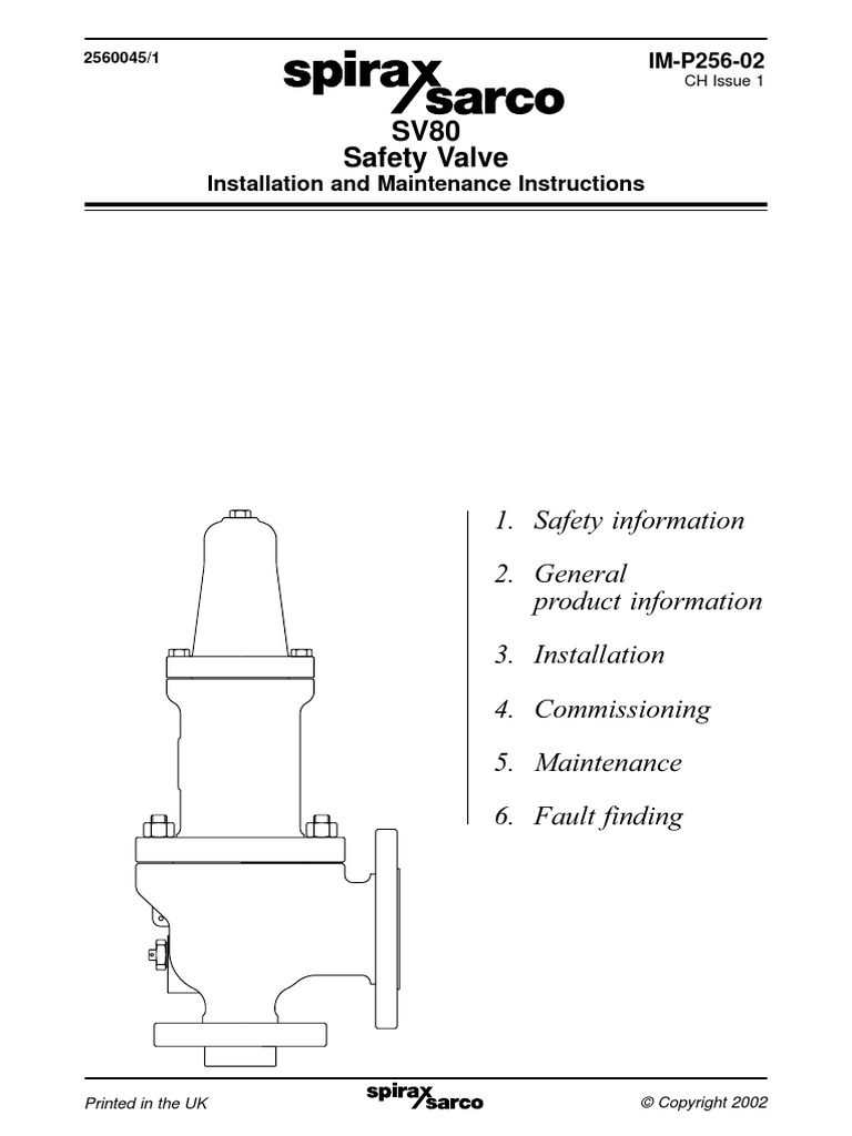 SV80 Safety Valve-Installation Maintenance Manual | PDF | Valve | Leak