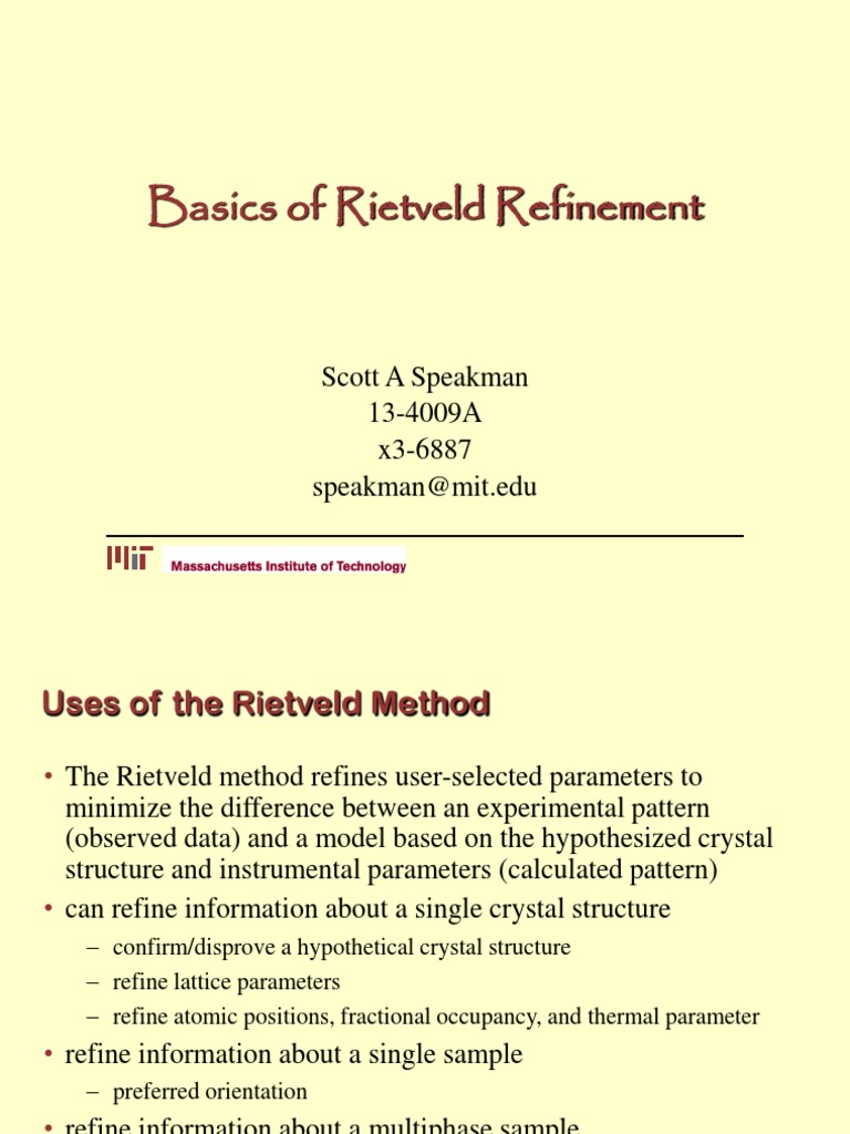 Overview of Rietveld Refinement Method | PDF | X Ray Crystallography ...