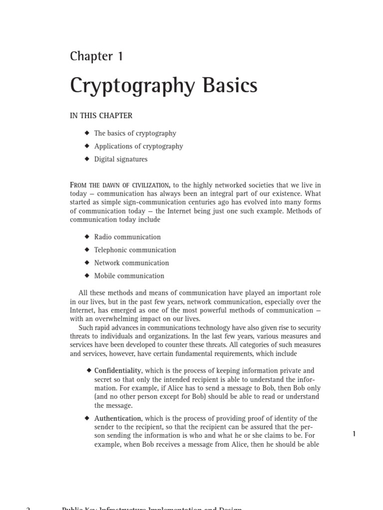 Cryptography Basics: in This Chapter | PDF | Public Key Cryptography | Cryptography