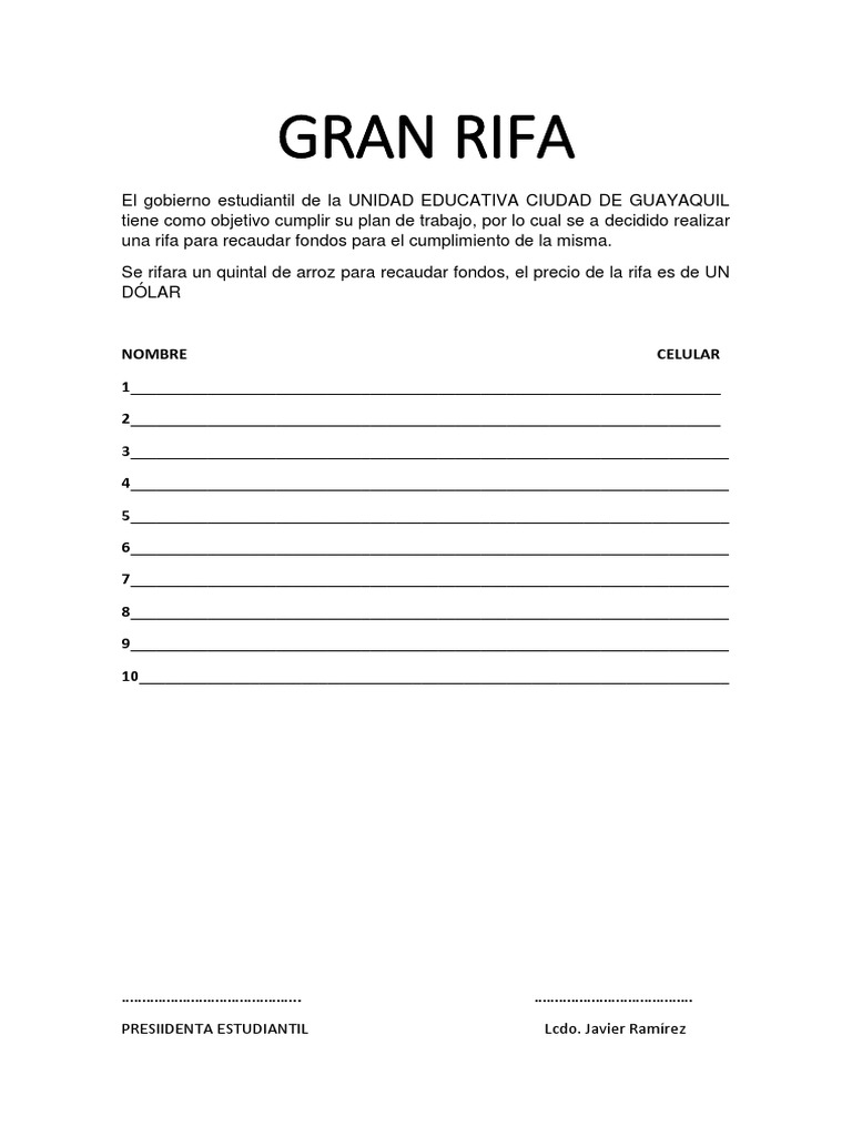 Gran Rifa Estudiantil | PDF