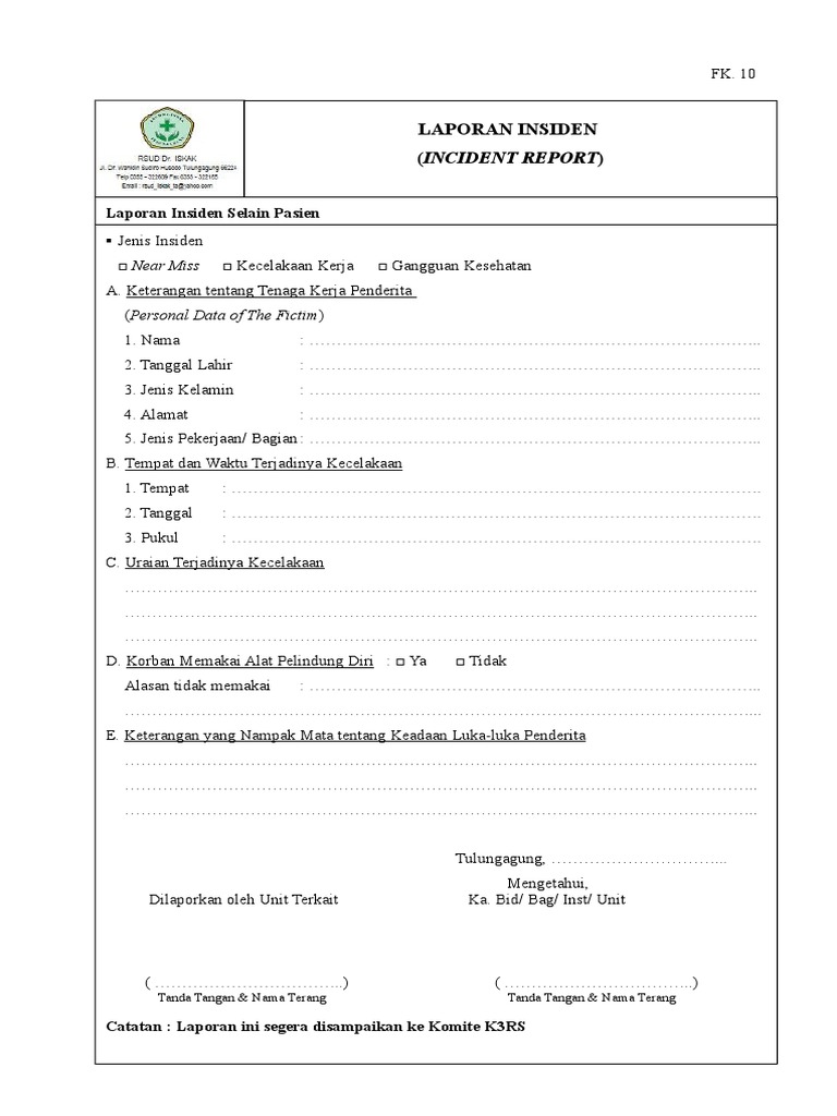 FK.1.Form Laporan Insiden Baru | PDF