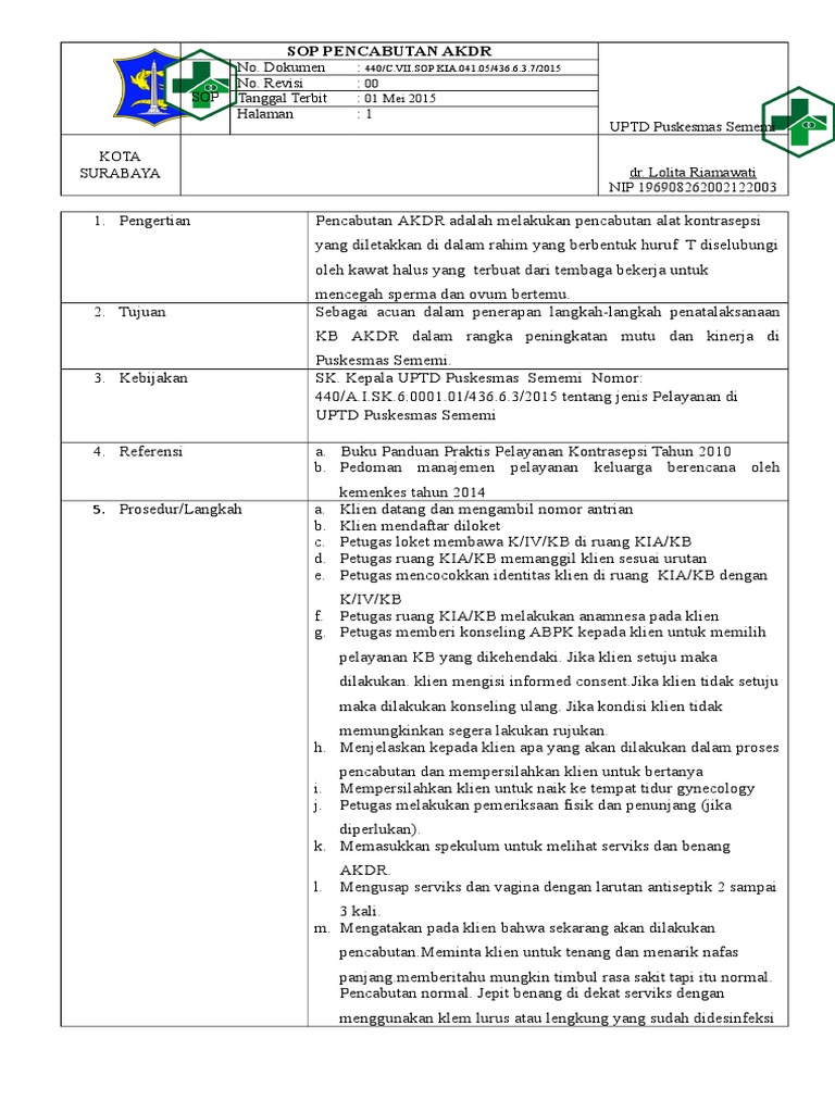 Sop Pencabutan Akdr | PDF