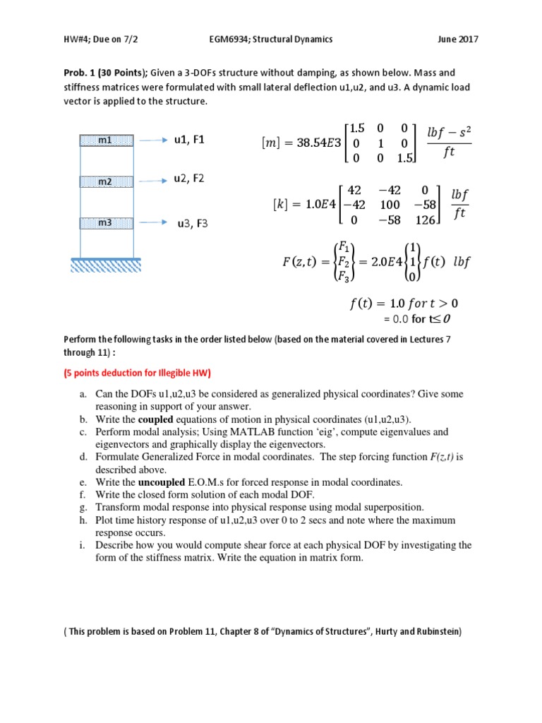 Structural Dynamics - MDOF | PDF | Eigenvalues And Eigenvectors | Matrix (Mathematics)