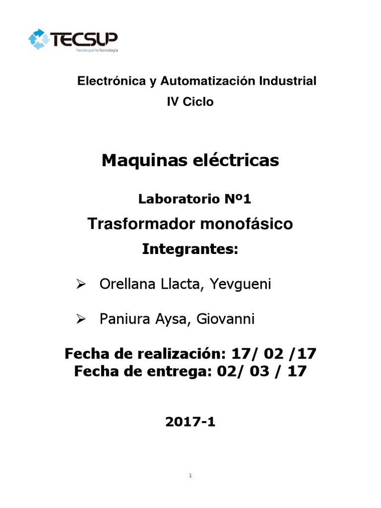 Laboratorio Maquinas Electricas | PDF | Transformador | Inductor