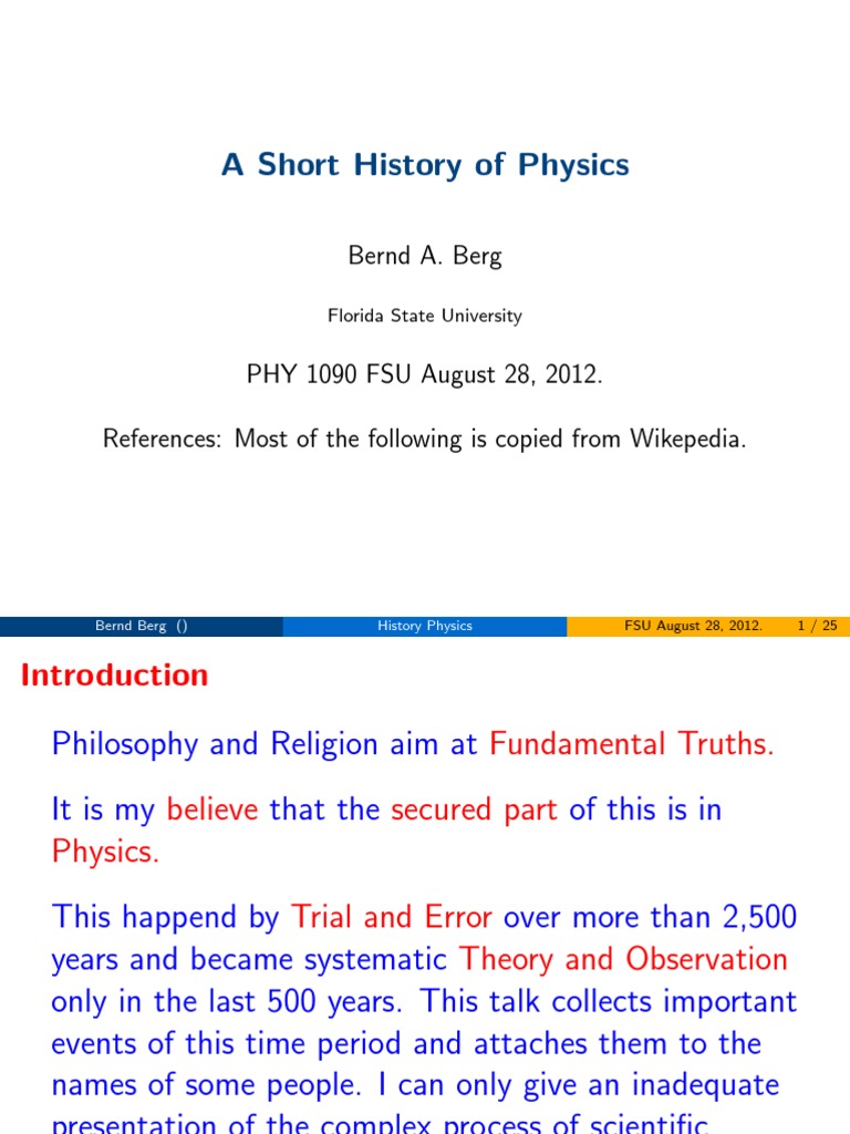 A Short History of Physics PDF | PDF | Heliocentrism | Physics