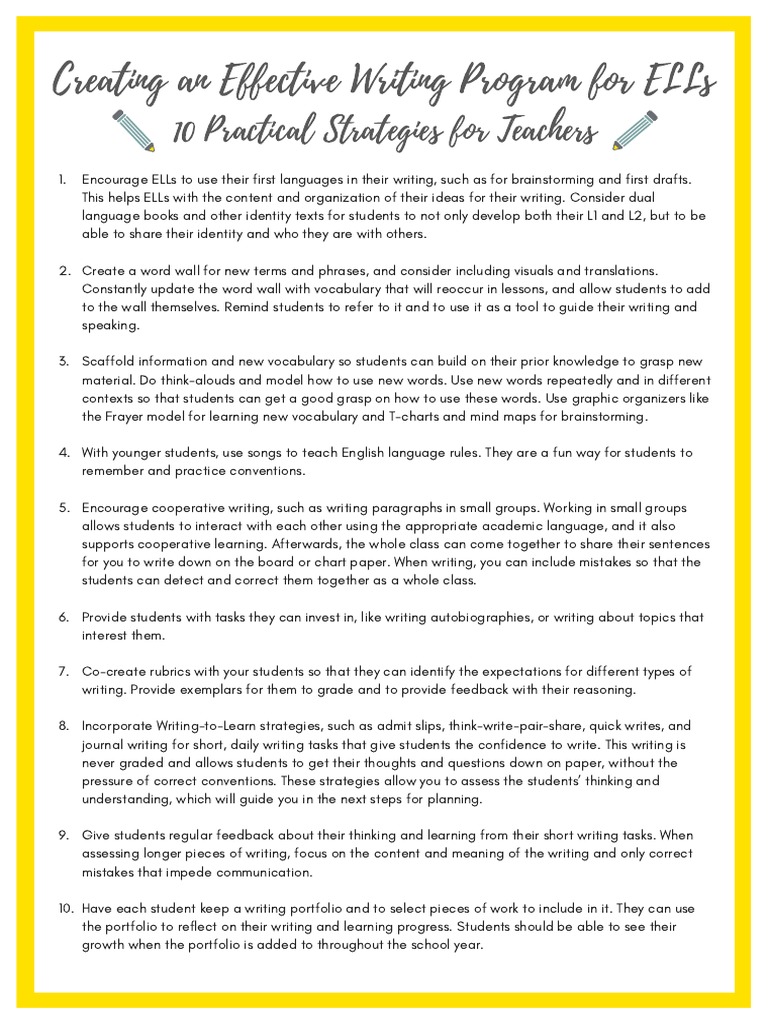 Creating An Effective Writing Program For Ells | PDF | Vocabulary ...