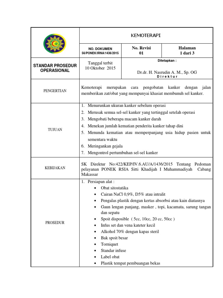 Sop Kemoterapi | PDF