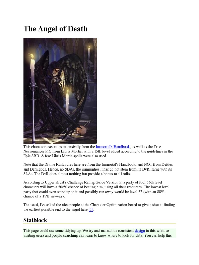 The Angel of Death [d20 NPCs] | Dungeons & Dragons | Leisure