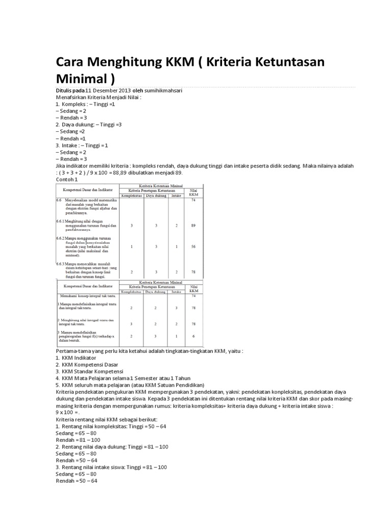 Cara Menghitung KKM | PDF