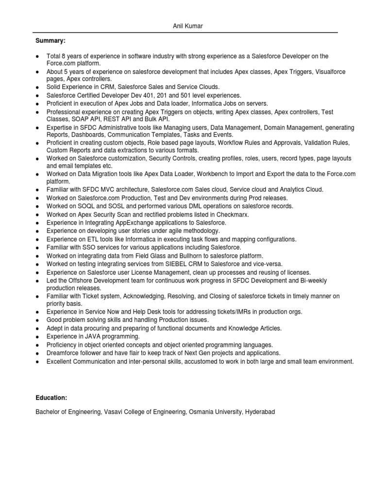 Anil SFDC Developer | PDF | Salesforce.Com | Software Development