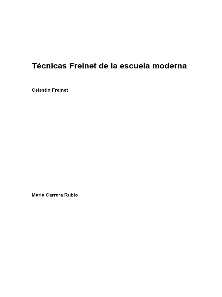 Tecnicas Freinet de La Escuela Moderna | PDF | Ciencias sociales | Salud y bienestar