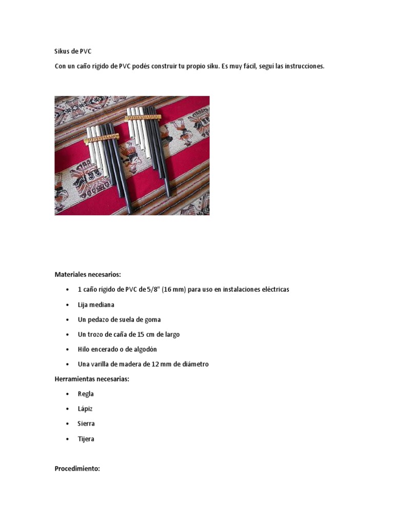 Cómo hacer un siku de PVC | PDF | Musica Sudamericana | Instrumentos ...