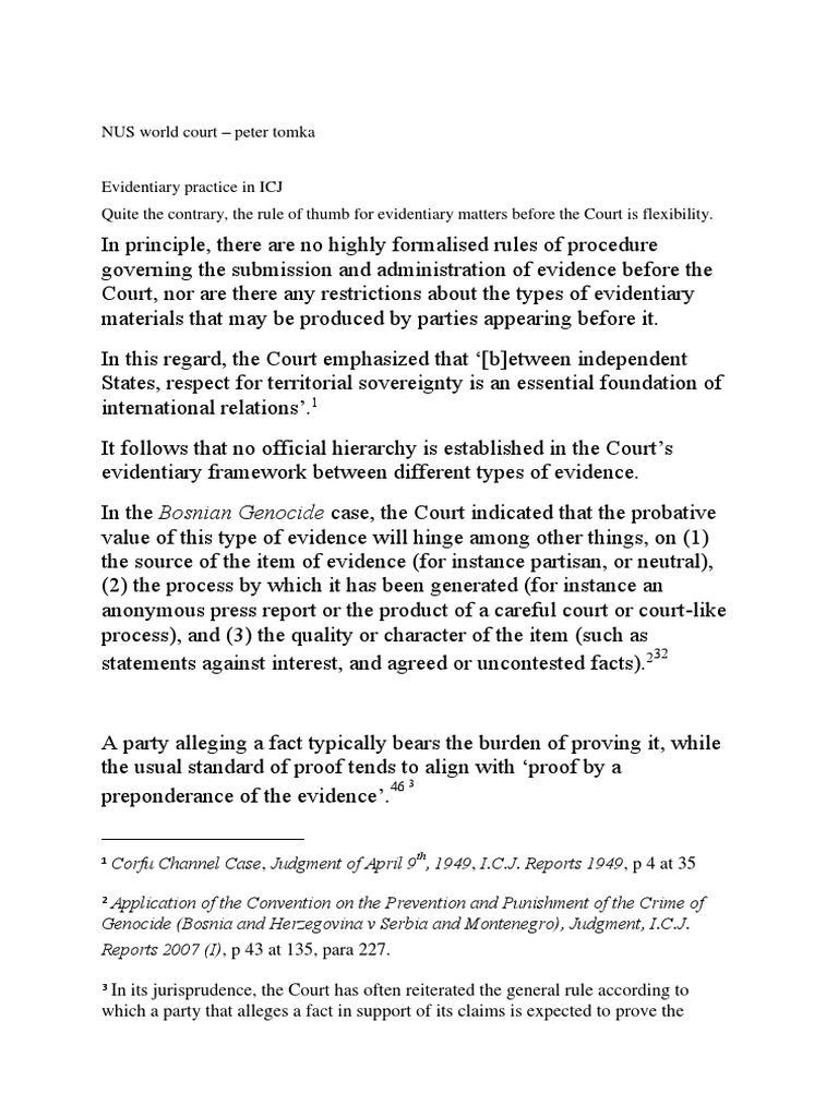 Circumstantial Evidence and ICJ | PDF | Evidence | Burden Of Proof (Law)