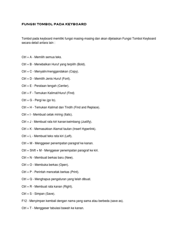 Fungsi Tombol Pada Keyboard | PDF