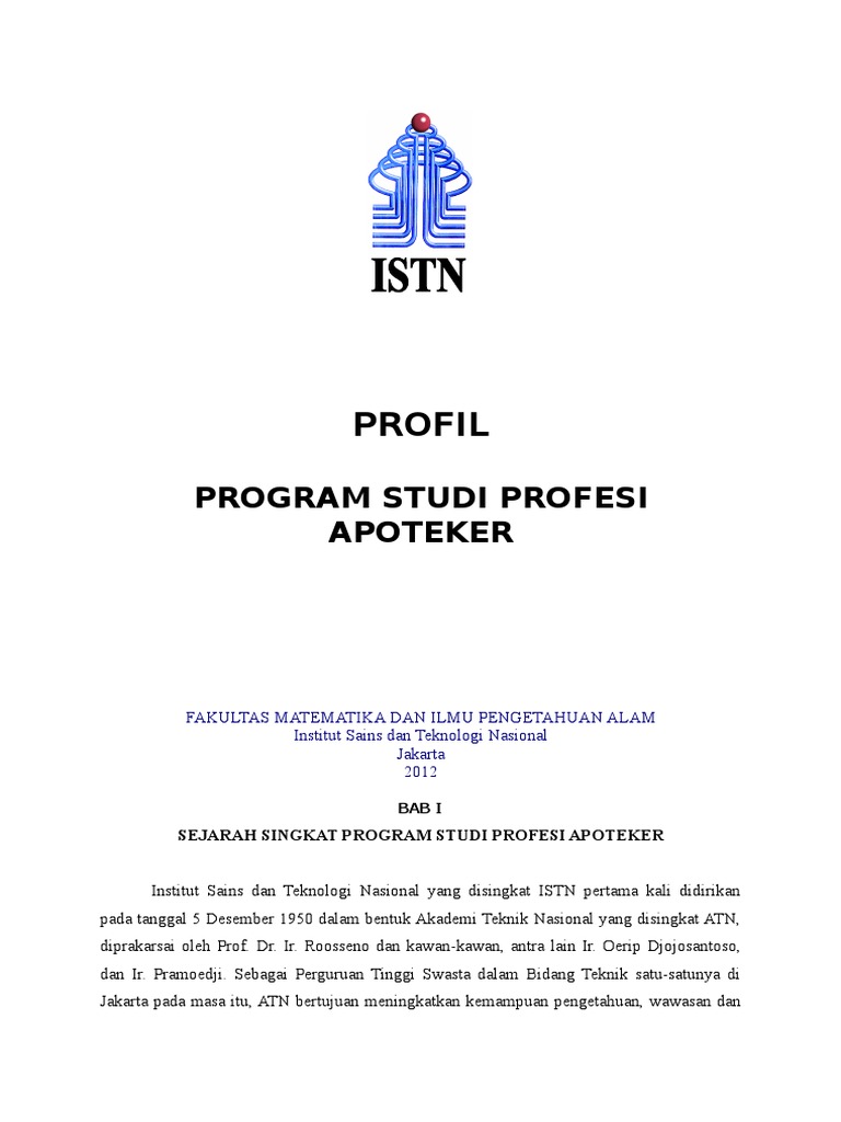 Profil Program Studi Profesi Apoteker (FMIPA) 1 | PDF | Kesehatan Holistik | Sains & Matematika