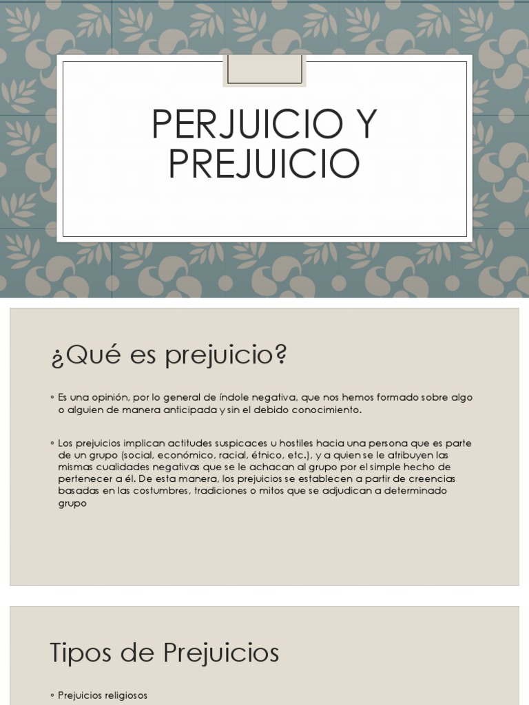 Perjuicio y Prejuicio | PDF | Prejuicios | Instituciones sociales