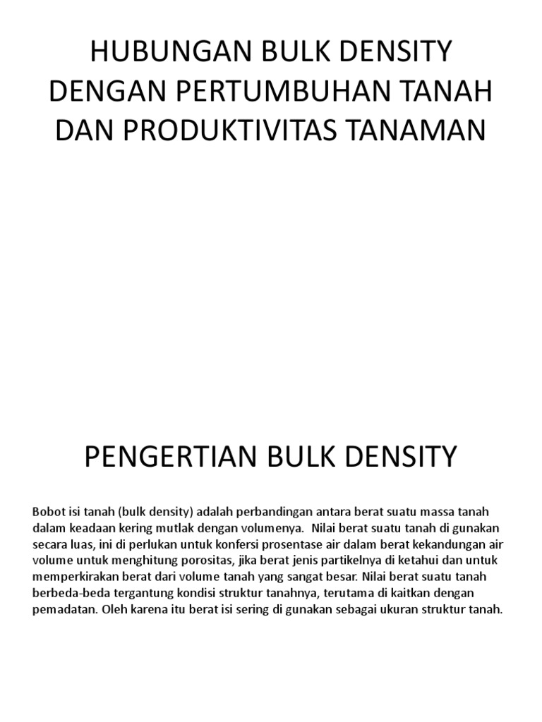 Hubungan Bulk Density dan Pertumbuhan Tanah | PDF
