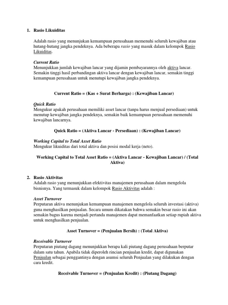 Jenis-Jenis Rasio Keuangan | PDF