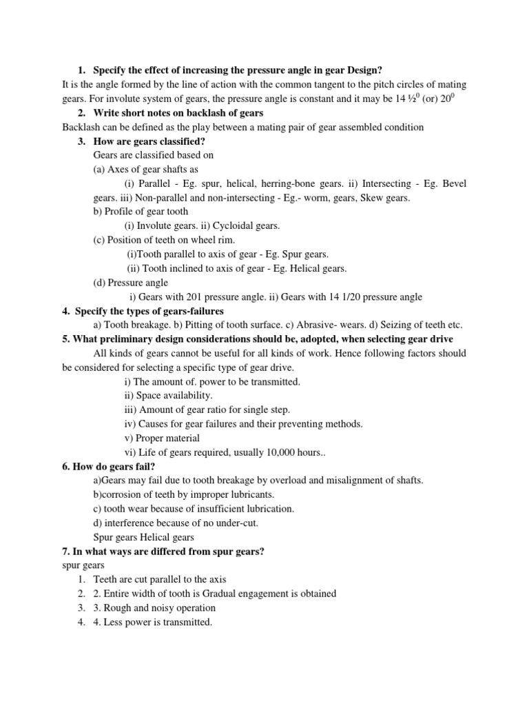 DTS Question Bank | PDF | Gear | Kinematics