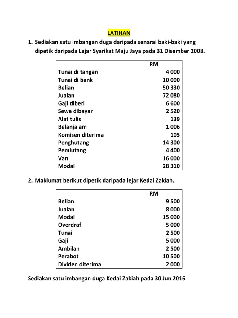 Latihan Simpan Kira Ting. 3 | PDF