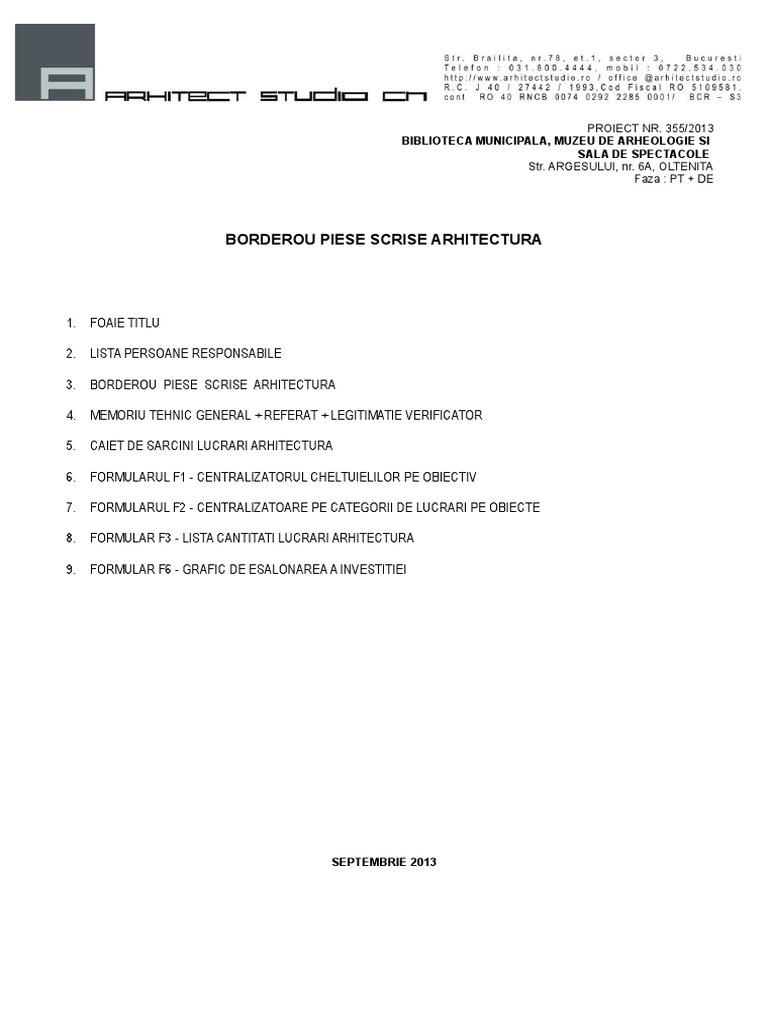 Borderou Piese Scrise | PDF