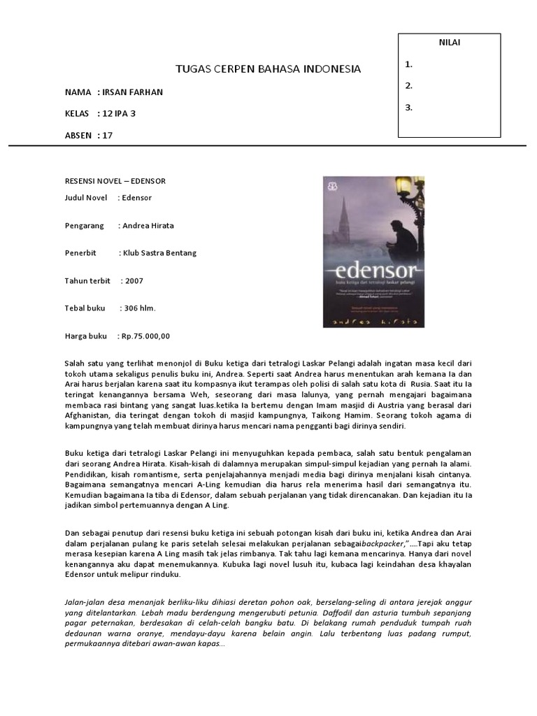 Tugas Resensi Novel Bahasa Indonesia | PDF