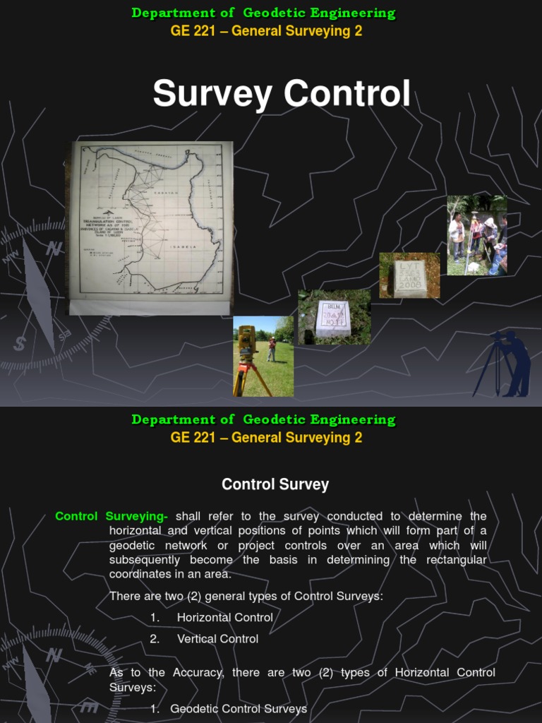 Types of Control Surveys in Geodesy | PDF | Surveying | Geodesy