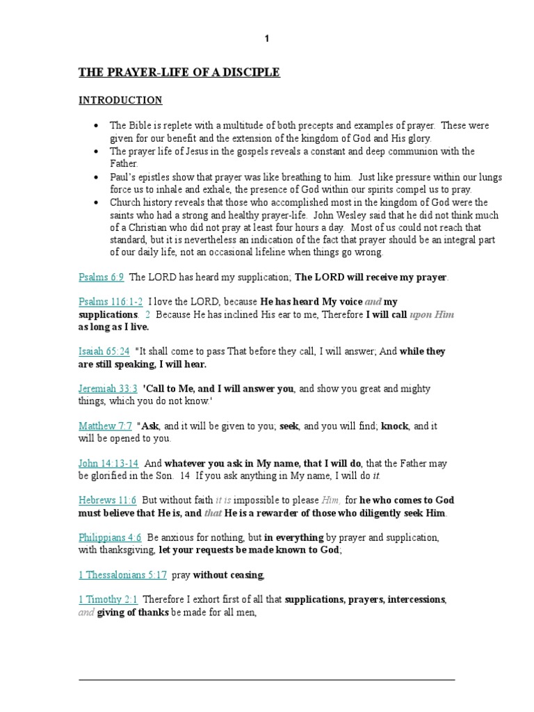 The Prayer-Life of A Disciple | Download Free PDF | Intercession | Prayer