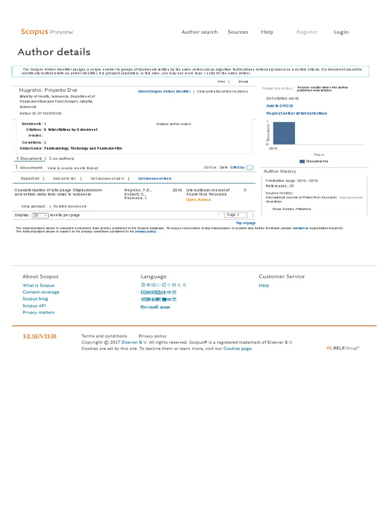 Scopus Preview - Scopus - Author Details (Nugroho, Priyanto Dwi) | PDF | Privacy | Citation