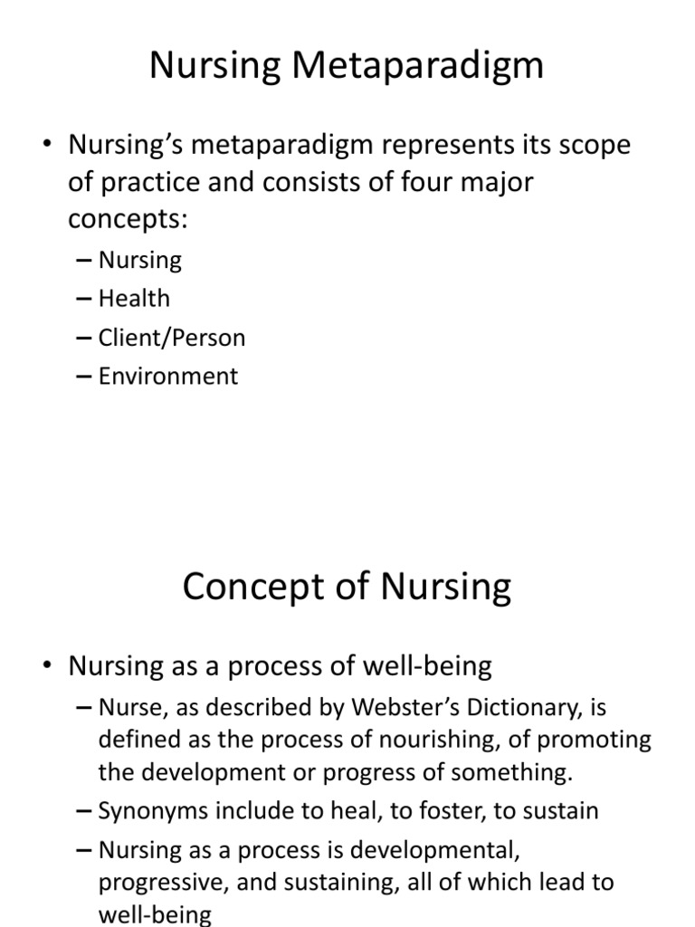 Nursing Metaparadigm: - Nursing's Metaparadigm Represents Its Scope of ...