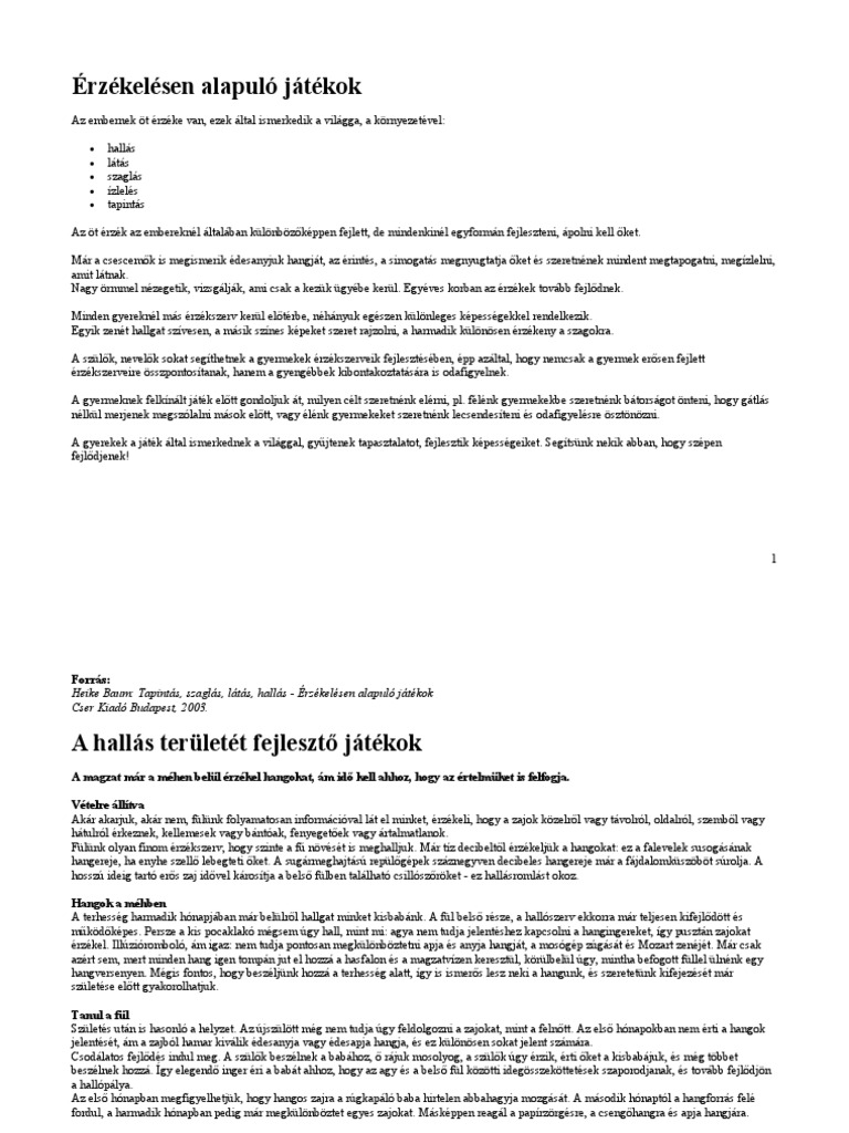 Érzékelésen Alapuló Játékok | PDF