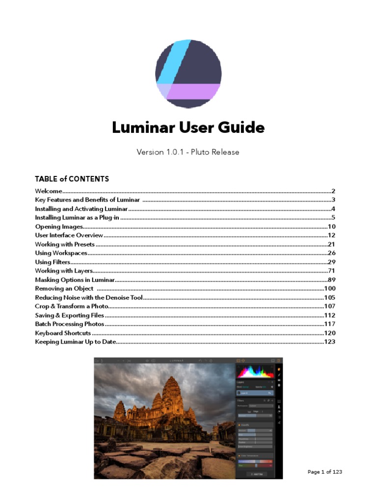 Luminar Pluto User Manual Final | PDF | Adobe Photoshop | Installation (Computer Programs)
