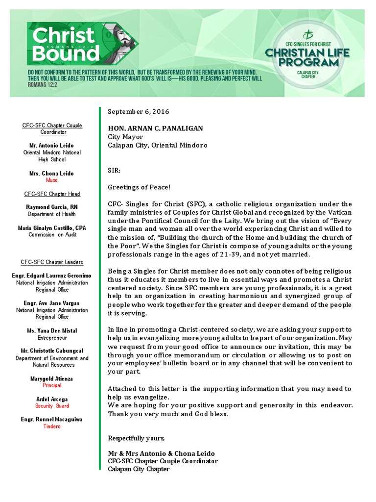 Letter of CLP Invitation To The MAYOR | PDF | Catholic Church ...