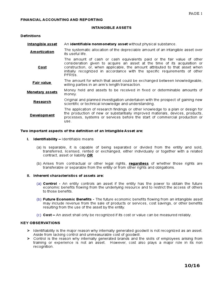 #23 Intangible Assets (Notes for 6208).doc | Intangible Asset ...