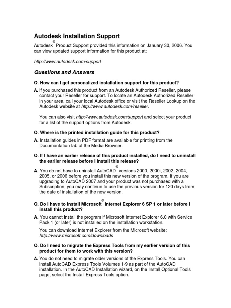 Autodesk Installation Support: Questions and Answers | PDF