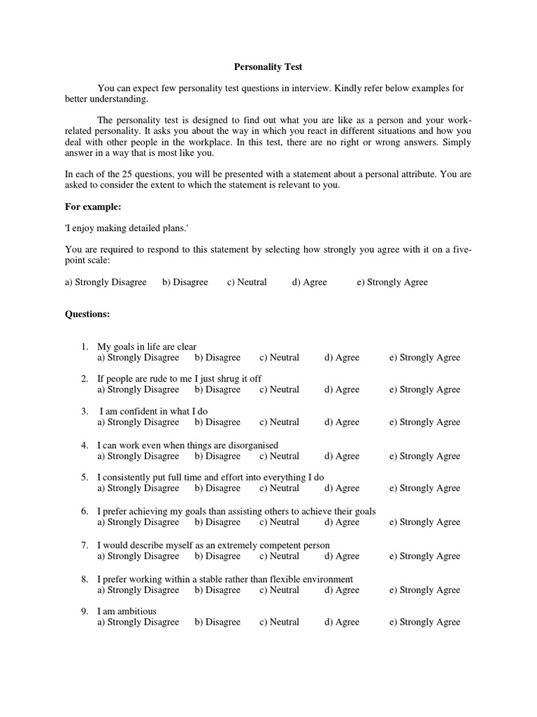 Personality Test.pdf | Recruitment | Psychological Concepts