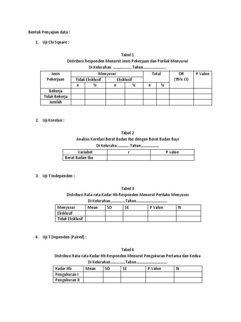 Bentuk Penyajian Data Uji Statistik Bivariat | PDF