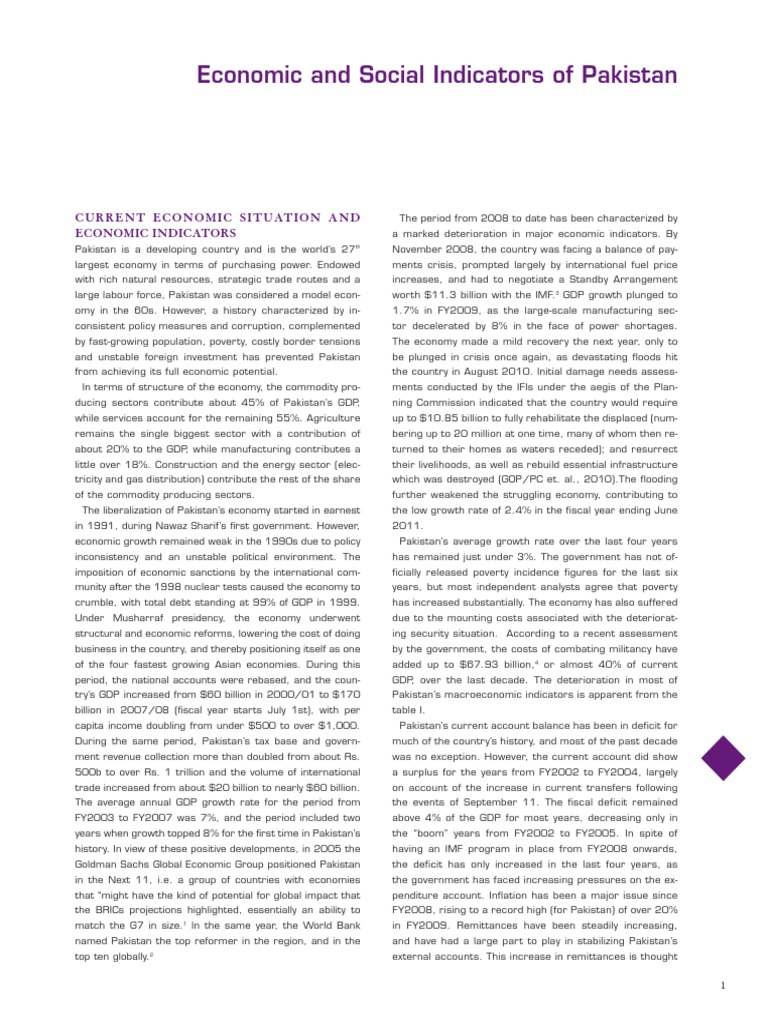 Pakistan's Economic Indicators | PDF | Economies | Economy (General)